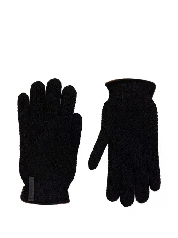 Paul & Shark Logo-patch Chunky-knit Gloves - Black