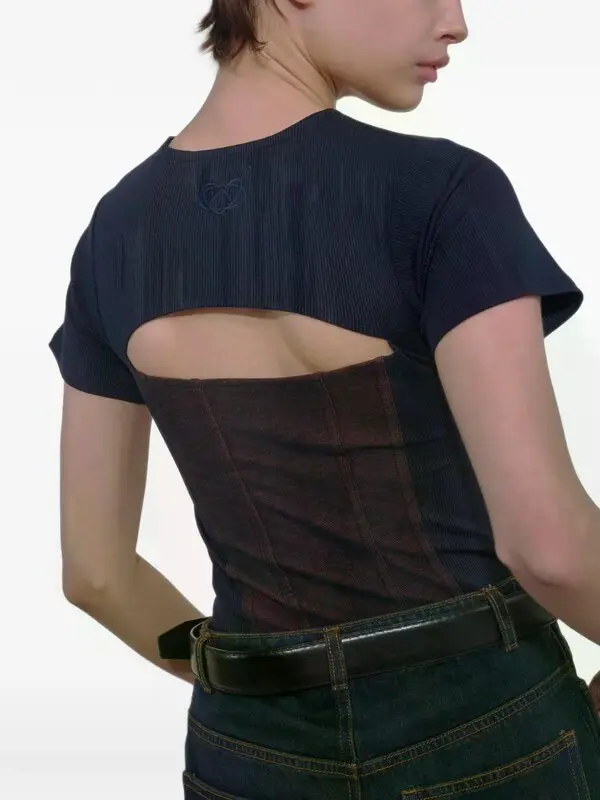 VIVAMUS Stud-embellished Panelled T-shirt