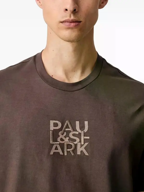 Paul & Shark Logo-embroidered T-shirt - Brown