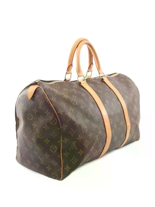 LOUIS VUITTON Monogram Keepall Luggage Bag - Brown