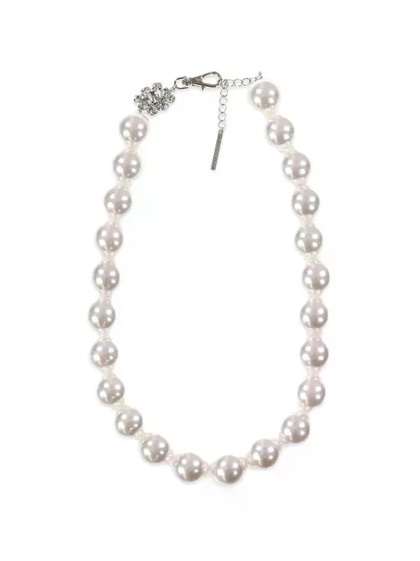 YELLOWSWALLOW Crystal-embellished Pearl Necklace - White