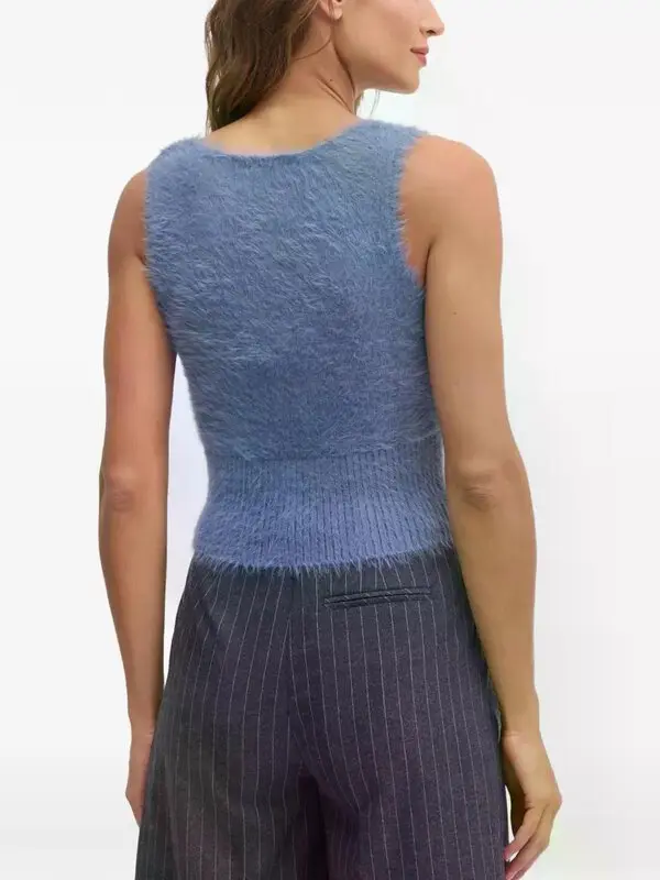 Sisley Fuzzy-knit Scoop-neck Top
