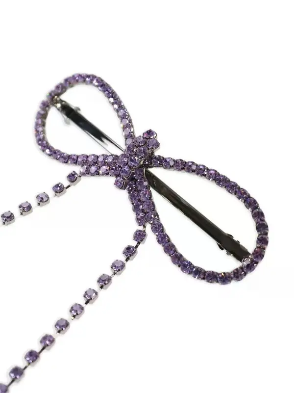 YELLOWSWALLOW Crystal-embellished Bow Hair Clip - Red