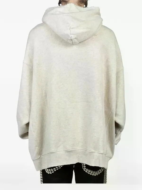 MARKING DISTANCE Logo-embroidered Distressed Hoodie
