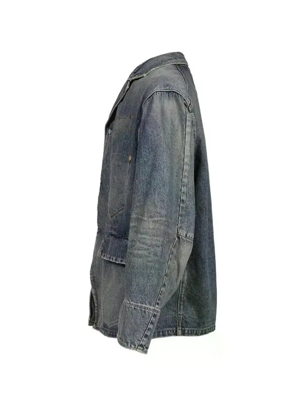 DAIRIKU Stitched Draping Denim Jacket