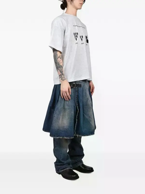 DOMENICO OREFICE Pleated Distressed-effect Midi Skirt