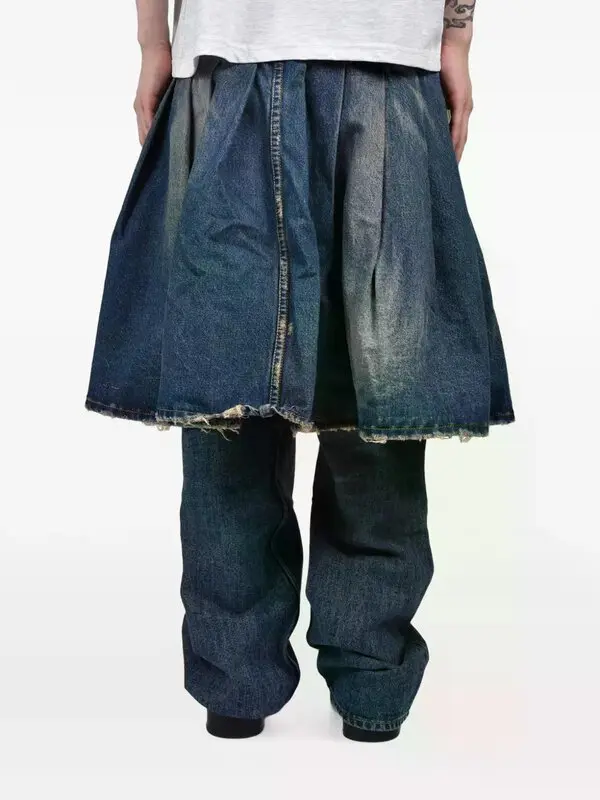 DOMENICO OREFICE Pleated Distressed-effect Midi Skirt