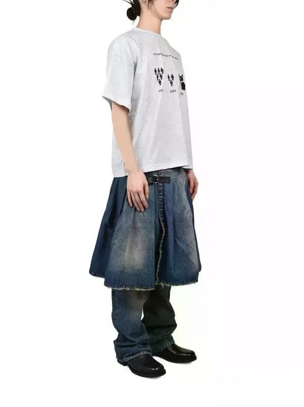DOMENICO OREFICE Pleated Distressed-effect Midi Skirt - Blue