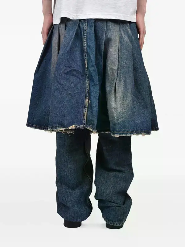 DOMENICO OREFICE Pleated Distressed-effect Midi Skirt