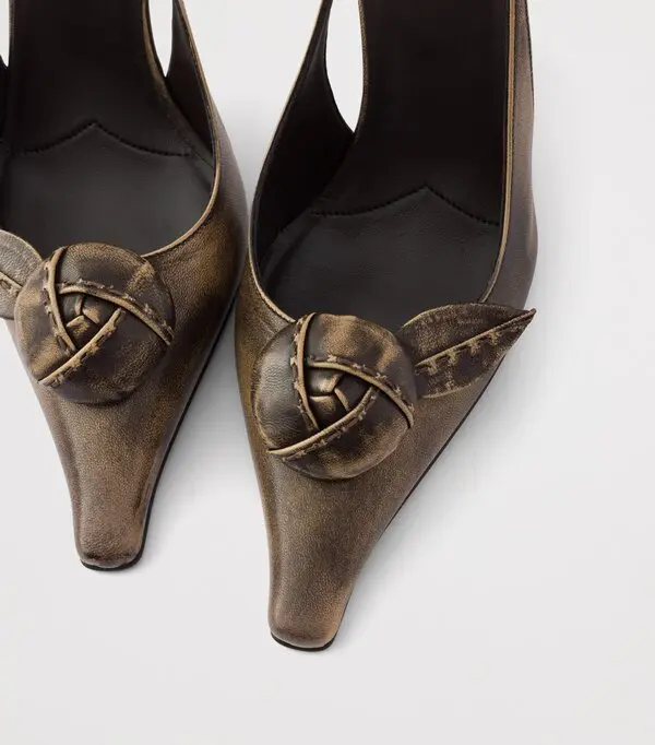 Prada Leather Bow-detail Slingback Pumps 90
