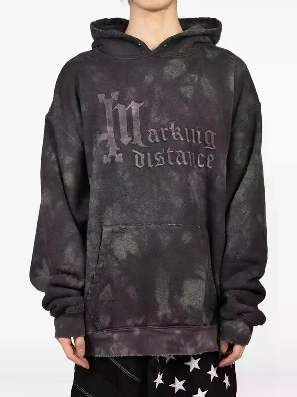 MARKING DISTANCE Logo-embroidered Washed Hoodie
