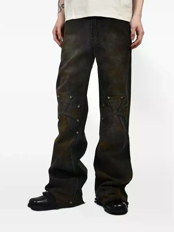 SEKRIT Cross-patch Flared Jeans