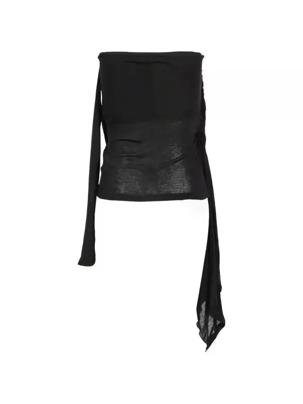 BOHEMSEO Signature Twist-drape Tube Strapless Blouse