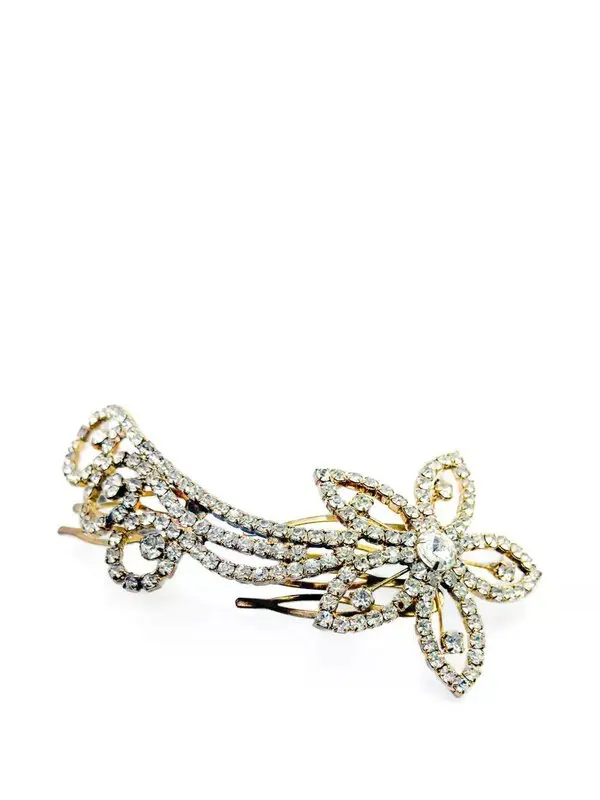 JENNIFER GIBSON JEWELLERY 1990s Floral Crystal-embellished Hair Comb - Gold