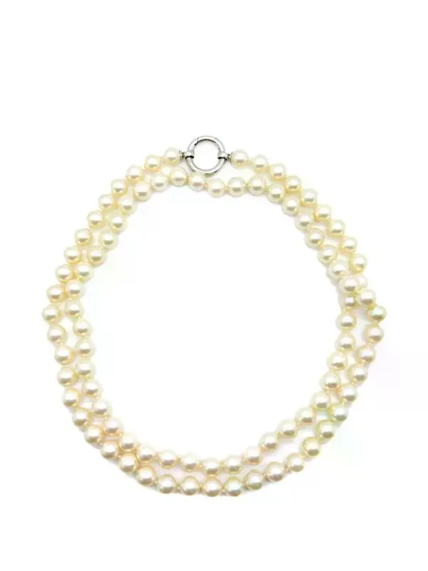 JENNIFER GIBSON JEWELLERY Opera Length Pearl Sterling O-ring Necklace - Neutrals