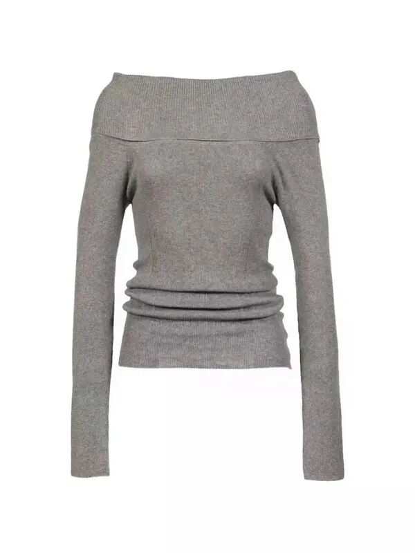 BOHEMSEO Off-shoulder Ribbed Sweater