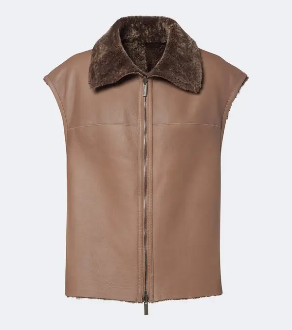 JOSEPH Nico Reversible Leather And Shearling Vest