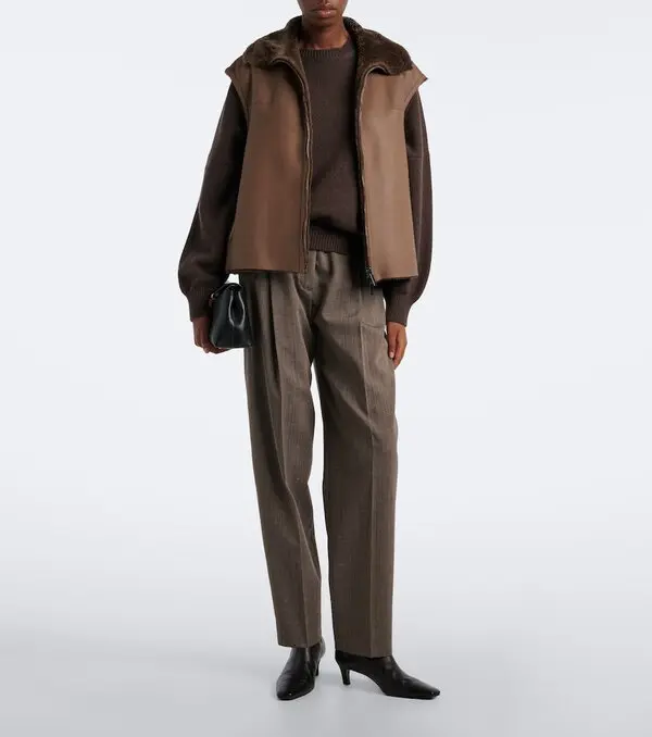 JOSEPH Nico Reversible Leather And Shearling Vest