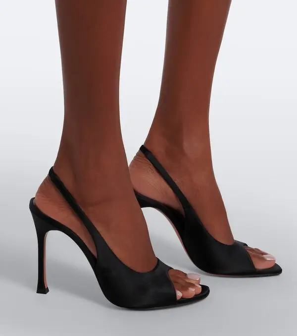 Amina Muaddi Alexa Satin Slingbacks
