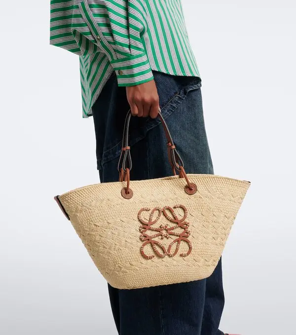 Loewe Anagram Medium Leather-trimmed Basket Bag