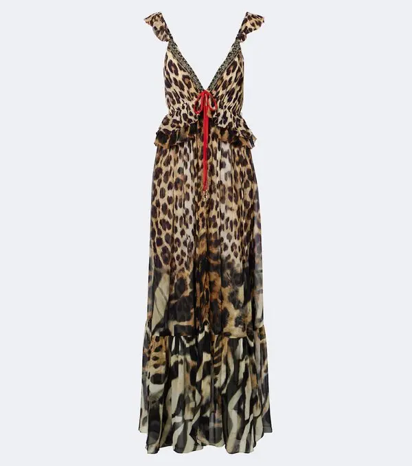 Camilla Embellished Leopard-print Silk Chiffon Maxi Dress