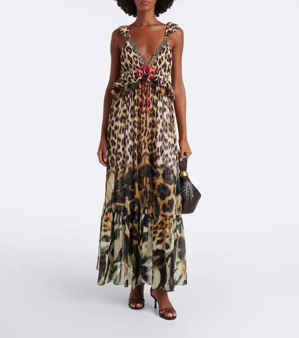 Camilla Embellished Leopard-print Silk Chiffon Maxi Dress