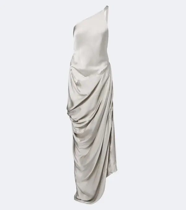 VIVIENNE WESTWOOD Glossa Draped One-shoulder Satin Maxi Dress
