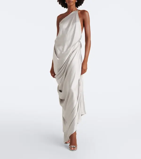 VIVIENNE WESTWOOD Glossa Draped One-shoulder Satin Maxi Dress