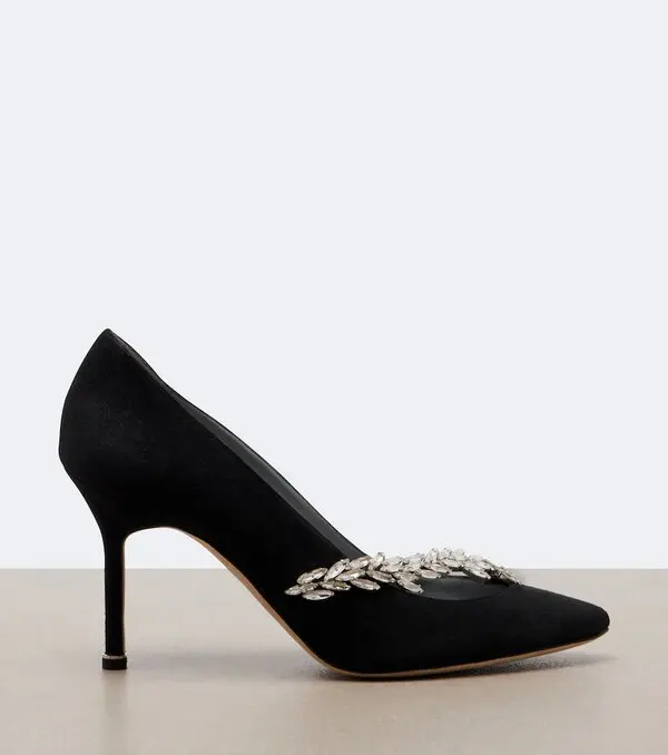 Balenciaga X Manolo Blahnik Embellished Suede Pumps