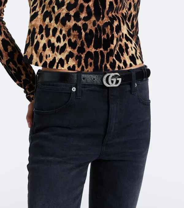 Gucci Gg Marmont Embellished Leather Belt