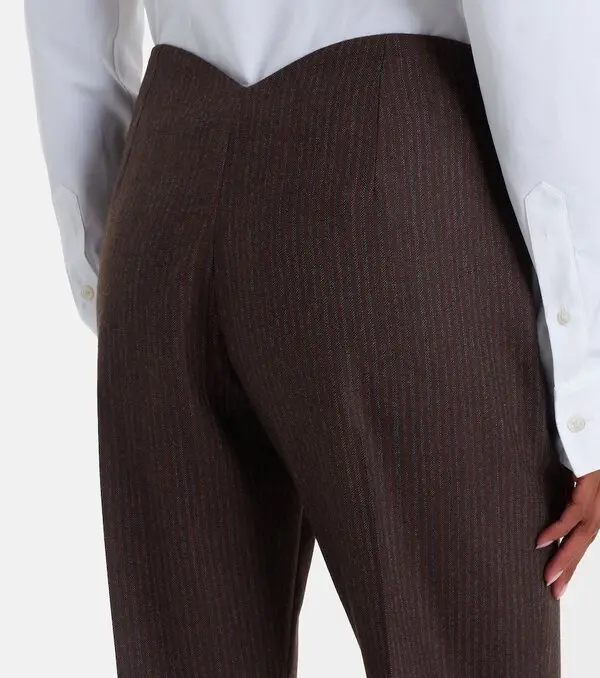 Alexander McQueen Striped Wool Straight Pants