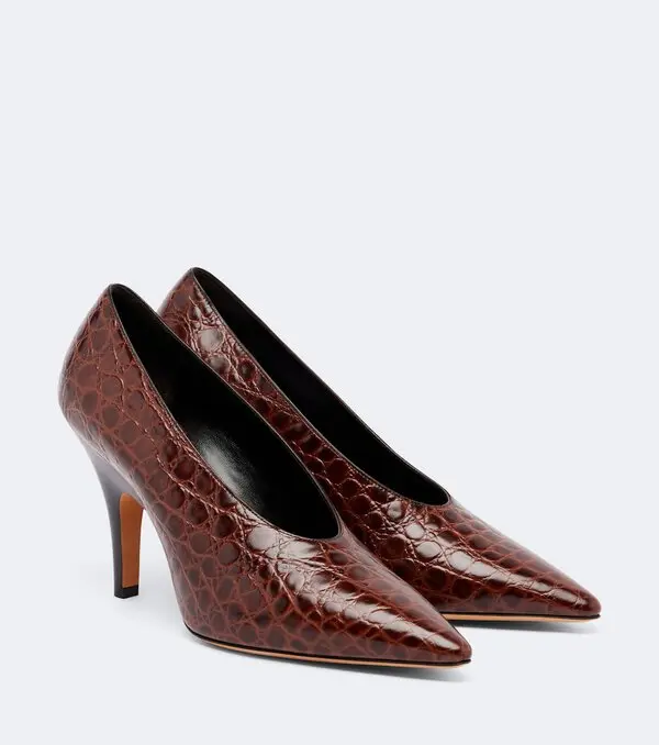 Le Monde Beryl Petra Croc-effect Leather Pumps