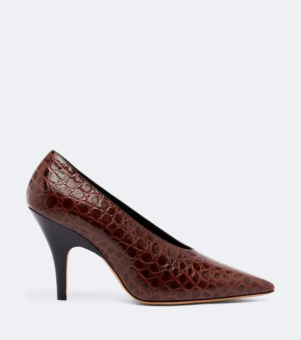 Le Monde Beryl Petra Croc-effect Leather Pumps