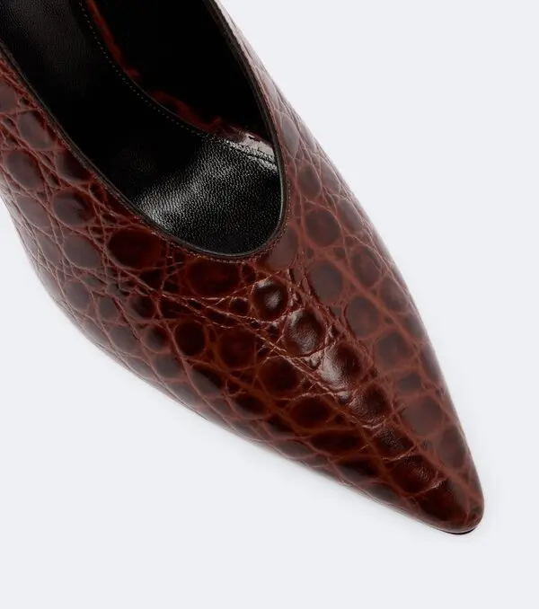 Le Monde Beryl Petra Croc-effect Leather Pumps