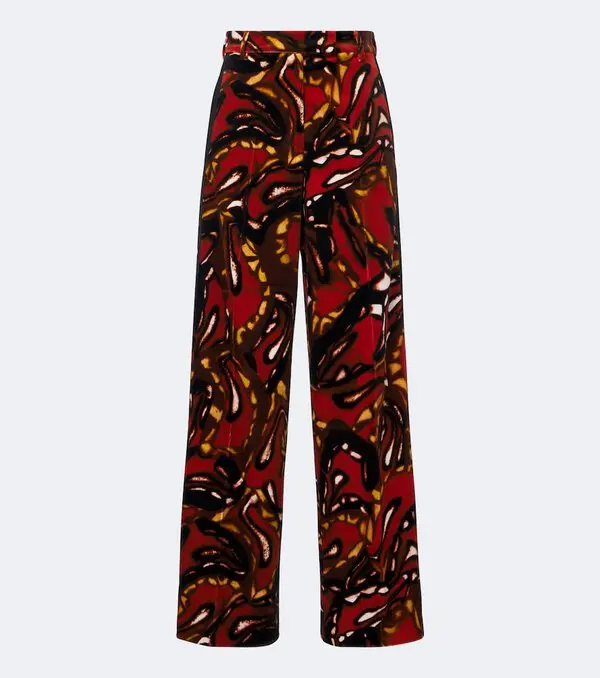 Dries Van Noten Printed Cotton-blend Wide-leg Pants