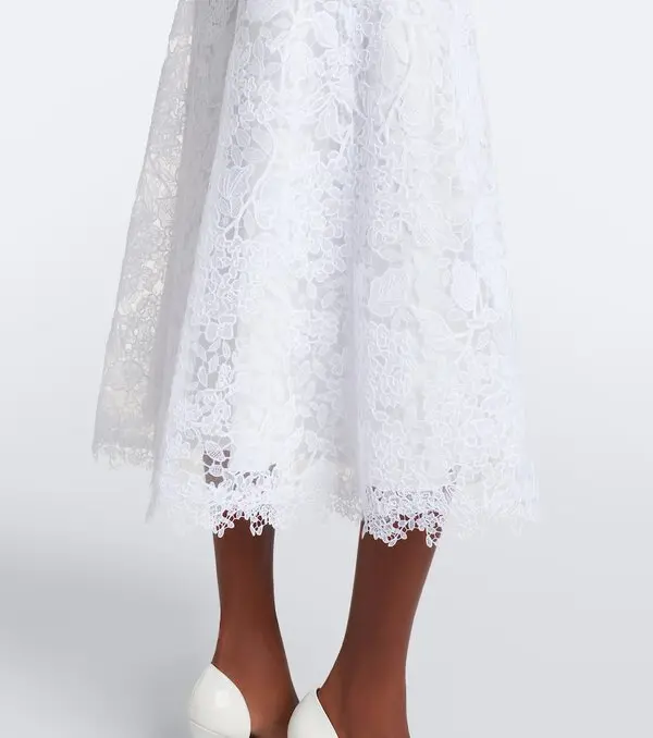 Carolina Herrera Floral Guipure Lace Midi Dress
