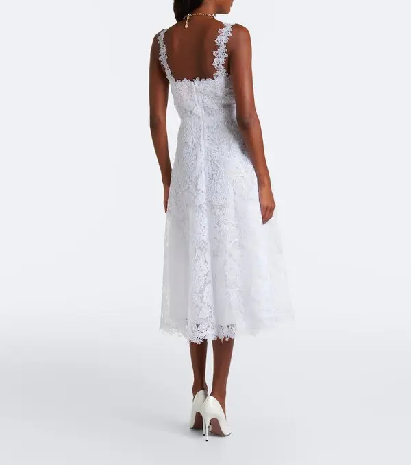 Carolina Herrera Floral Guipure Lace Midi Dress