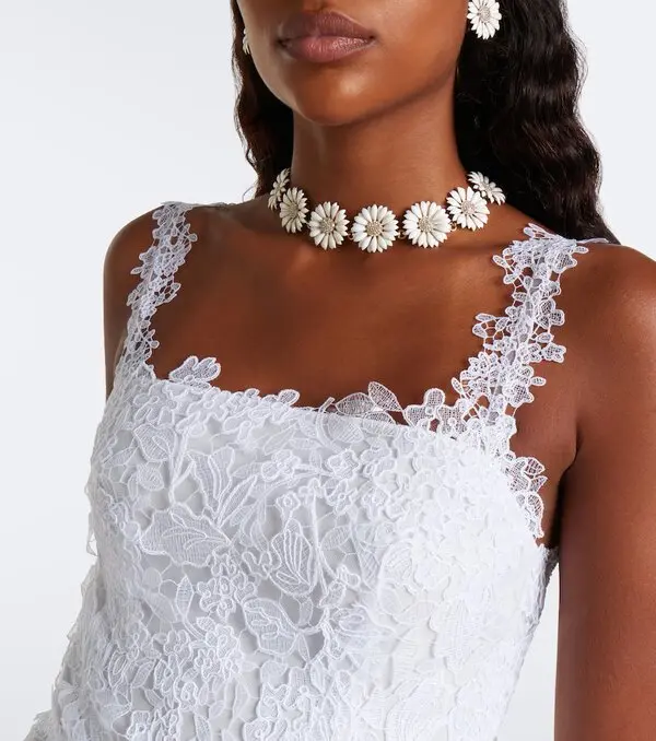 Carolina Herrera Floral Guipure Lace Midi Dress