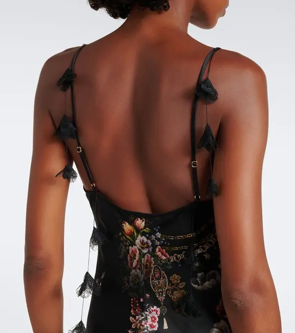 Camilla Floral Silk Satin Slip Dress