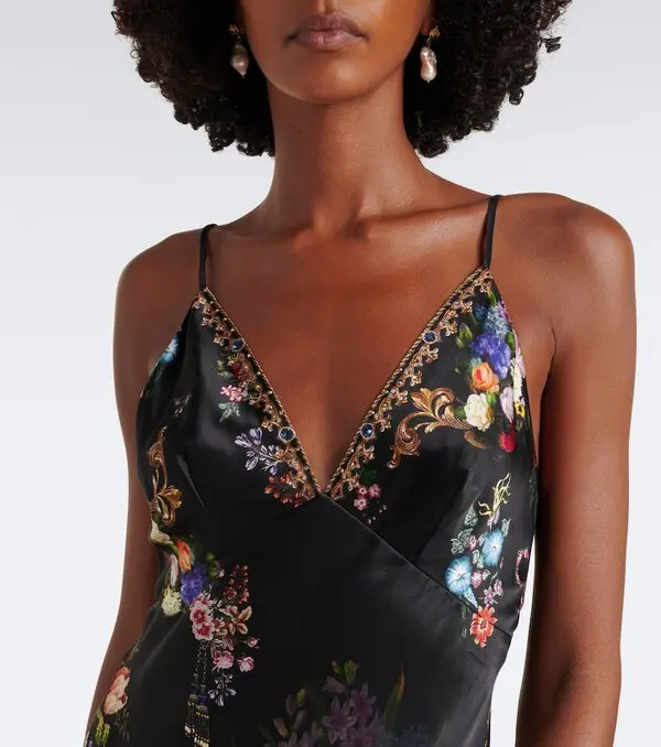Camilla Floral Silk Satin Slip Dress