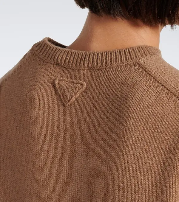 Prada Embellished Tie-neck Cashmere Sweater