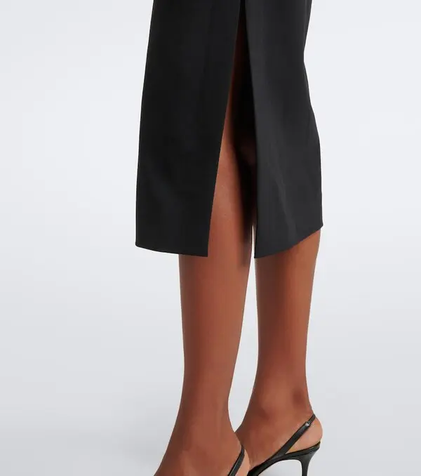 Carolina Herrera Floral Applique Wool-blend Midi Skirt