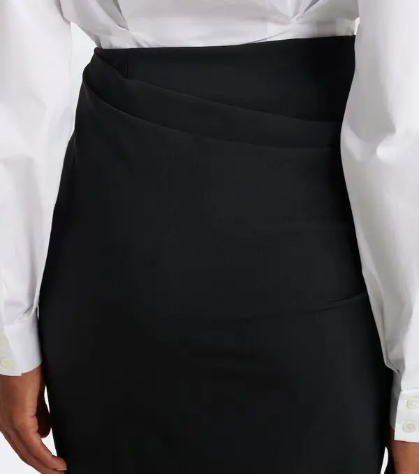 Carolina Herrera Floral Applique Wool-blend Midi Skirt