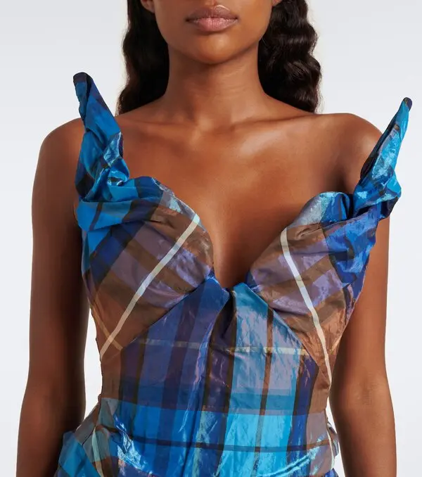 VIVIENNE WESTWOOD Draped Plaid Bustier Top