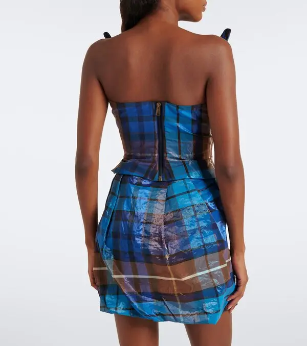VIVIENNE WESTWOOD Draped Plaid Bustier Top