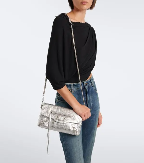 Balenciaga Le City Metallic Leather Shoulder Bag