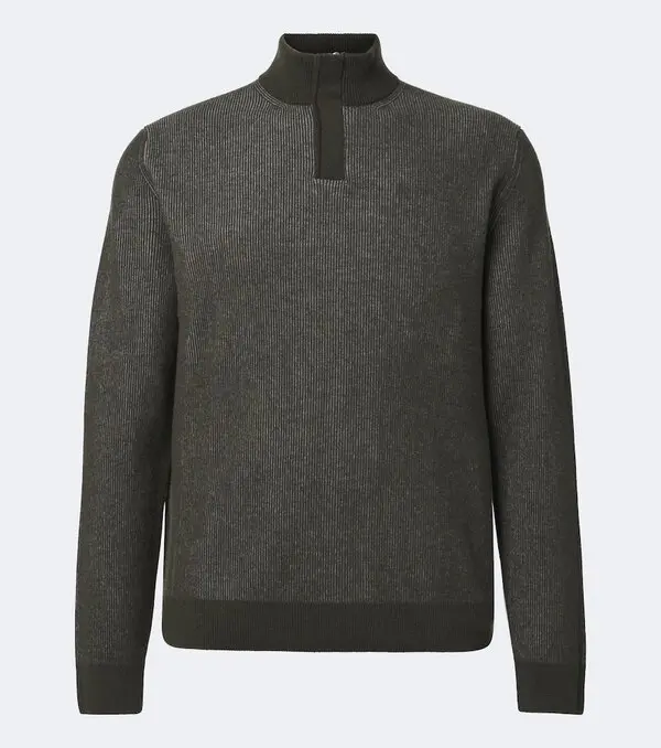 SLOWEAR Ribbed-knit Virgin Wool Half-zip Sweater