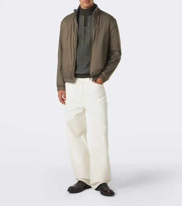 SLOWEAR Ribbed-knit Virgin Wool Half-zip Sweater
