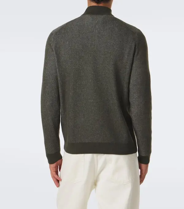 SLOWEAR Ribbed-knit Virgin Wool Half-zip Sweater