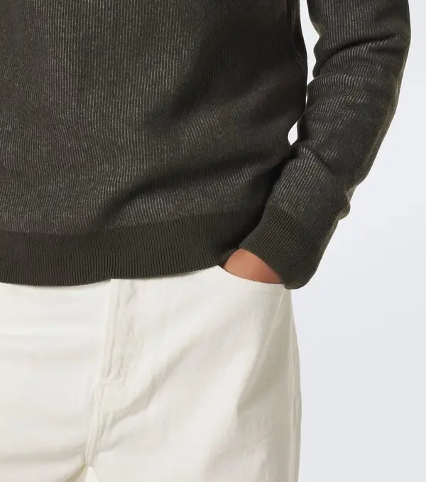 SLOWEAR Ribbed-knit Virgin Wool Half-zip Sweater